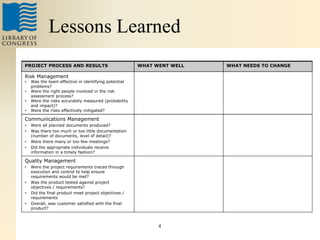 Lessons_Learned_Template.ppt | Business Administration | Business