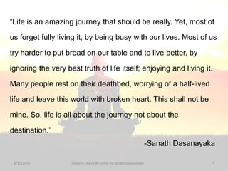 Lessons Learnt By Living | PDF