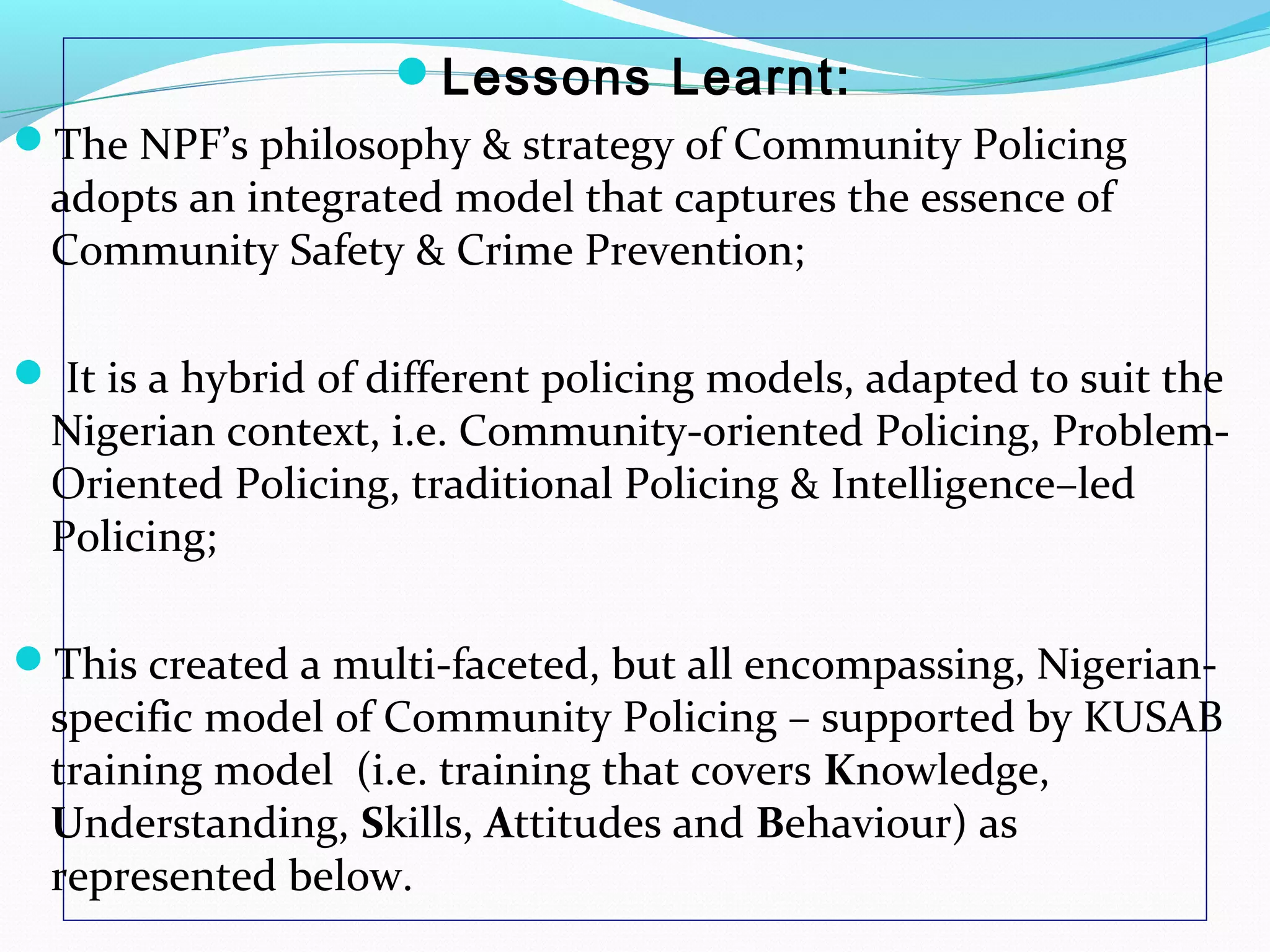 Lessons learnt implementing co p | PPT