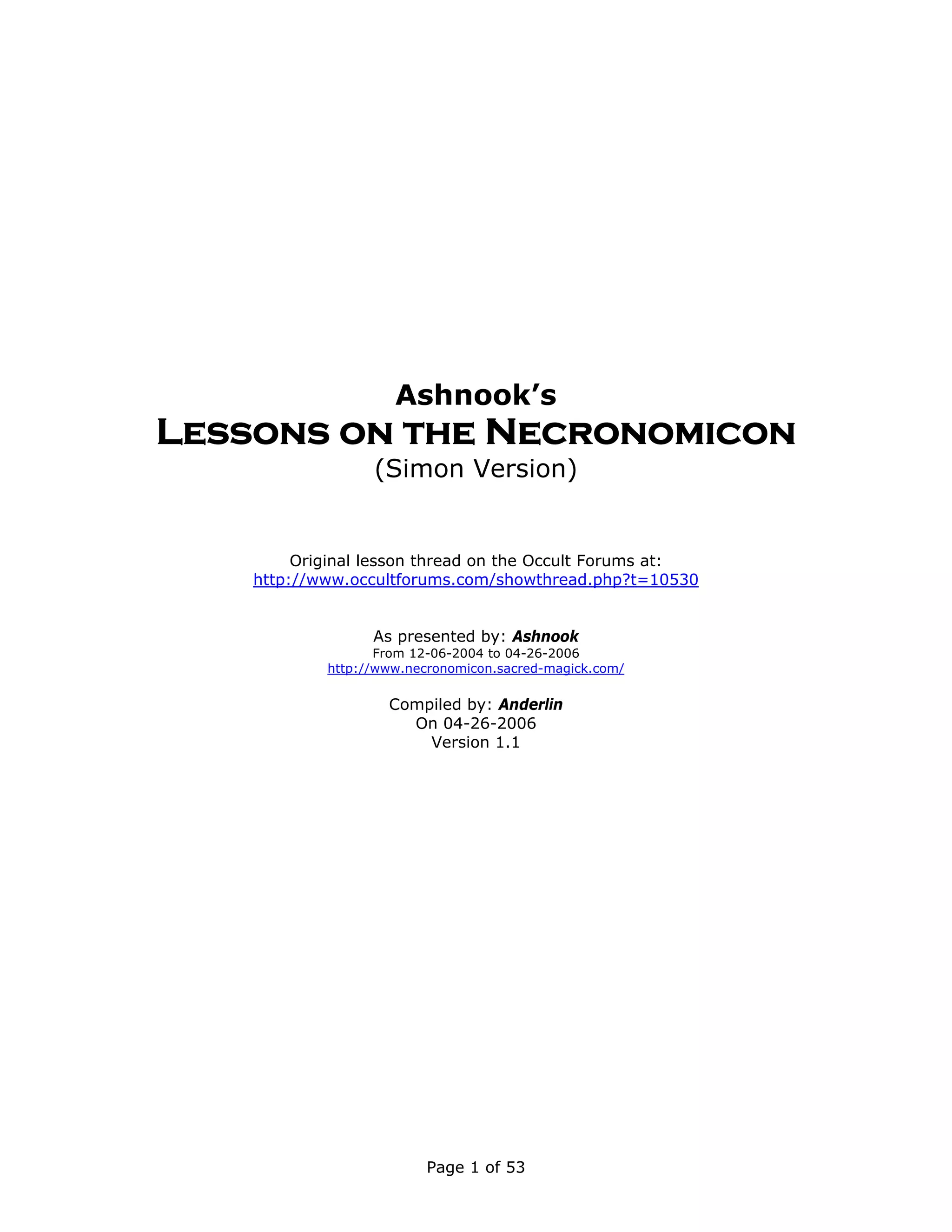 Lessons on the necronomicon | PDF
