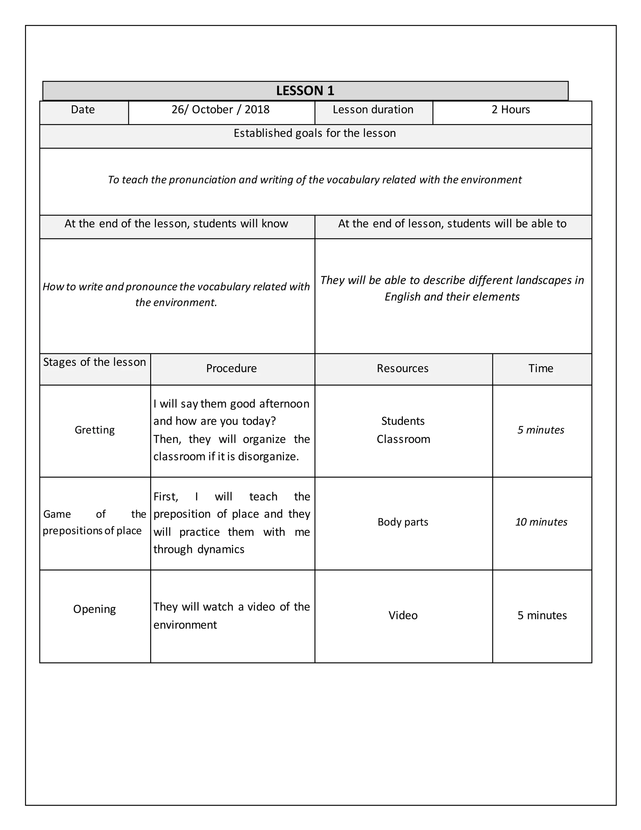 Lessons plans | DOCX