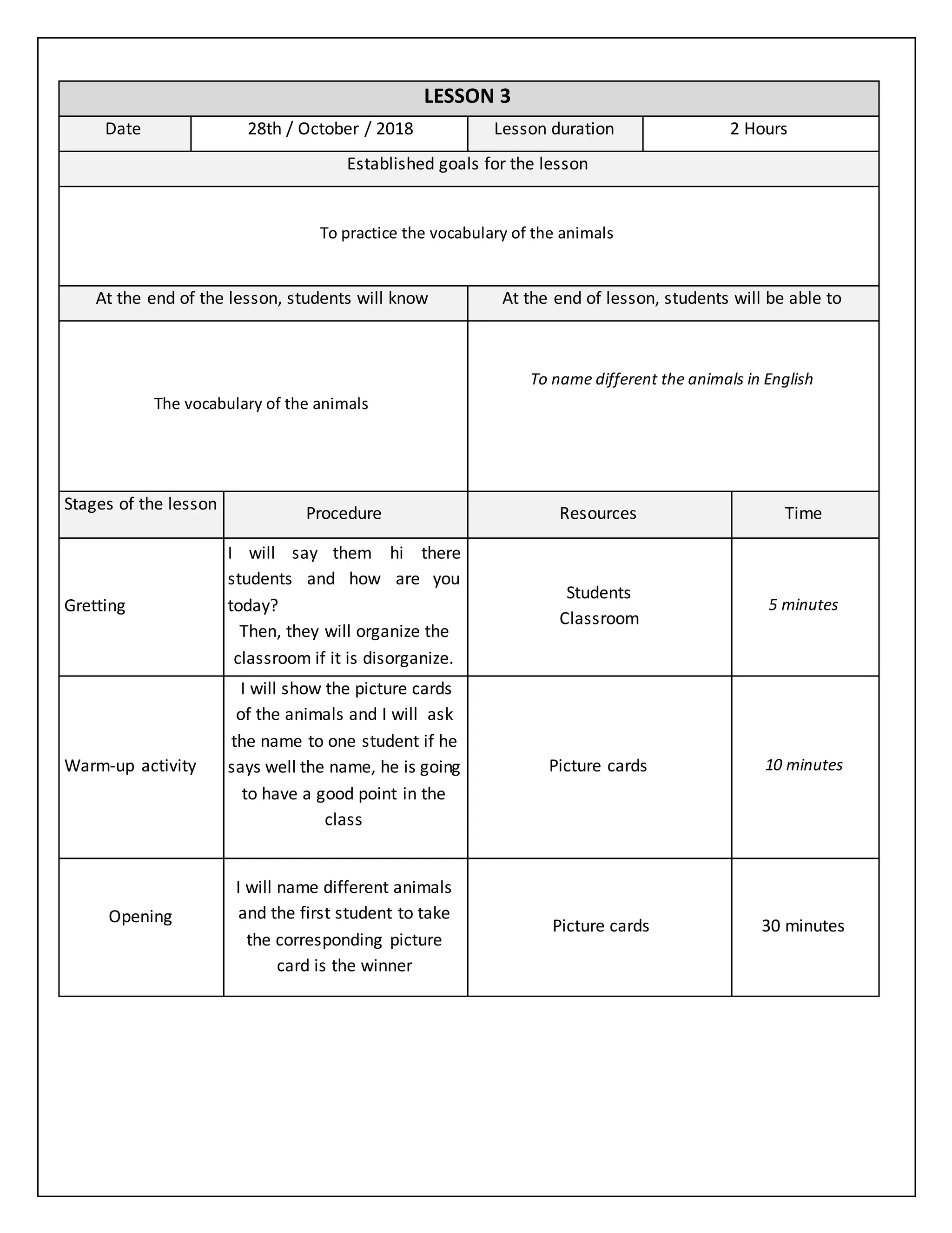 Lessons plans | DOCX