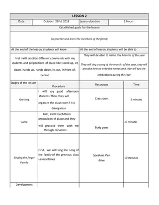 Lessons plans second grade | DOCX