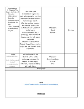 Lessons plans second grade | DOCX