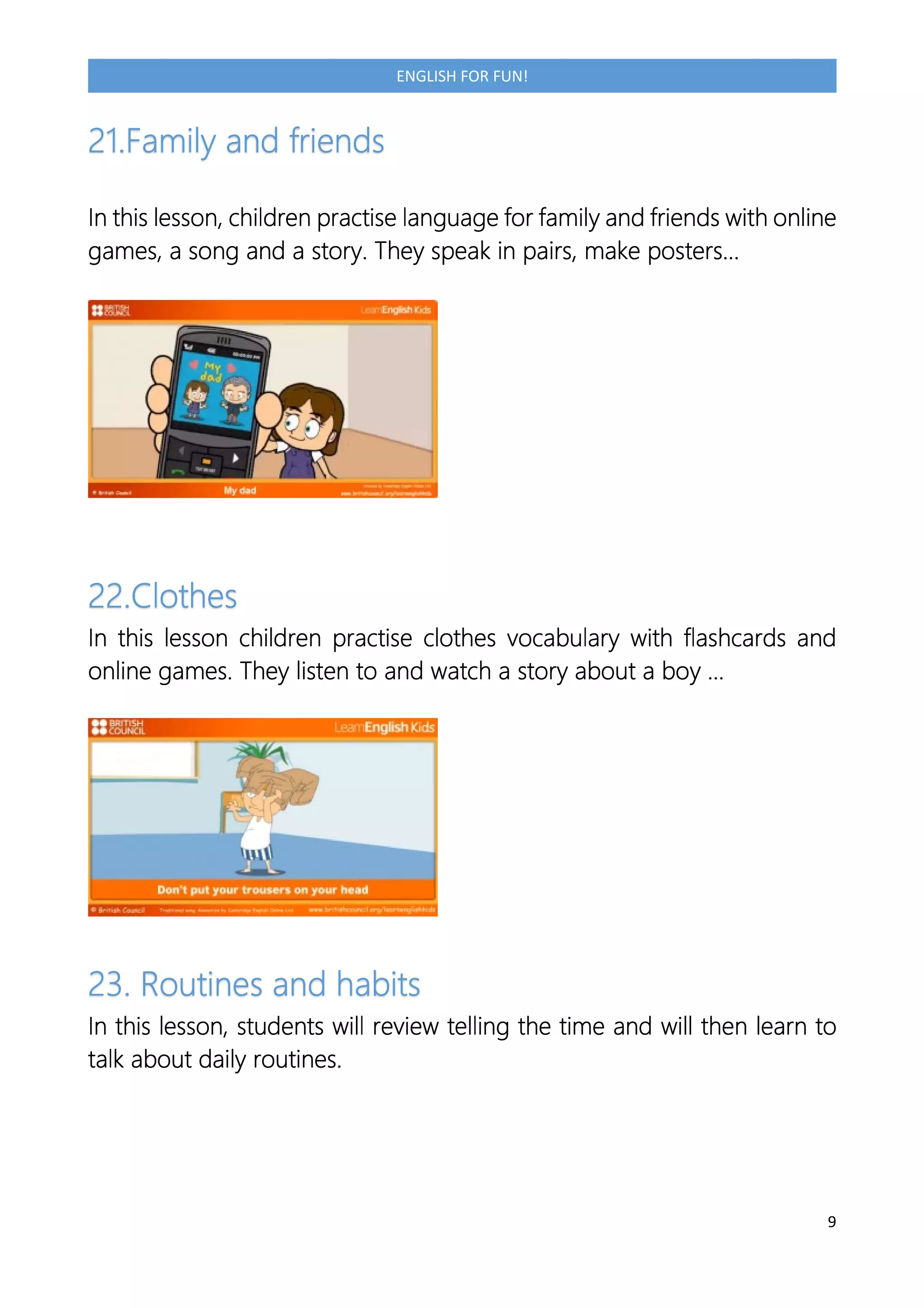 Lessons plans a1 for primary school 8 9 years | PDF