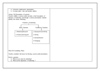 ICT ENABLED LESSON PLAN - Marketing – Meaning, Importance | DOCX
