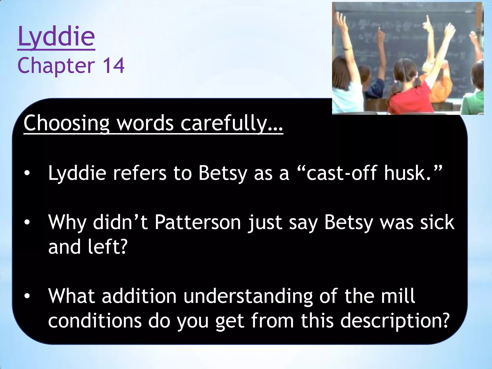 Lyddie: Lesson ten, Unit 1 | PPTX