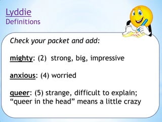 Lyddie: Lesson three, Unit 1 | PPTX