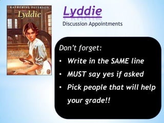 Lyddie: Lesson three, Unit 1 | PPTX