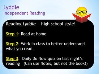 Lyddie: Lesson three, Unit 1 | PPTX