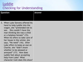 Lyddie: Lesson three, Unit 1 | PPTX