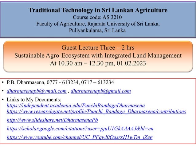 Sustainable Agro-Ecosystem with Integrated Land Management | PPT