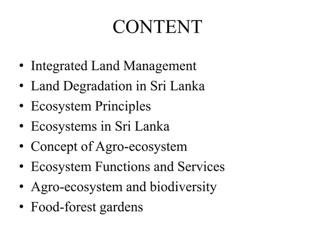 Sustainable Agro-Ecosystem with Integrated Land Management | PPT
