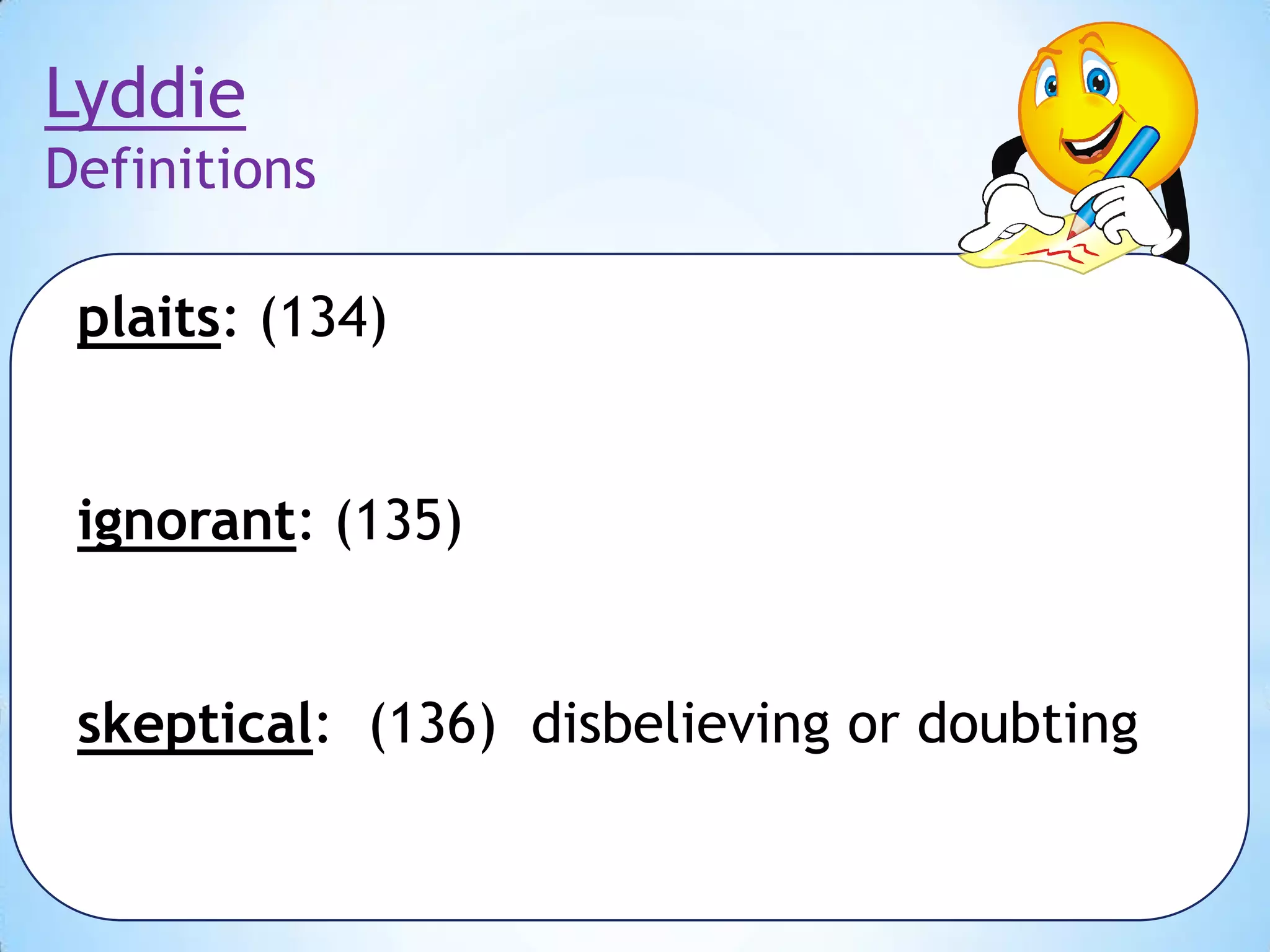 Lyddie: Lesson twelve, Unit 1 | PPTX