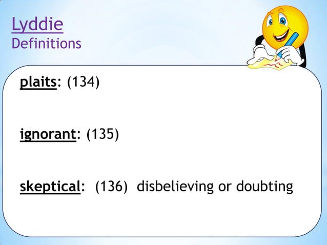 Lyddie: Lesson twelve, Unit 1 | PPTX