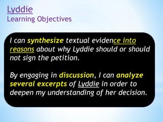 Lyddie: Lesson twelve, Unit 1 | PPT