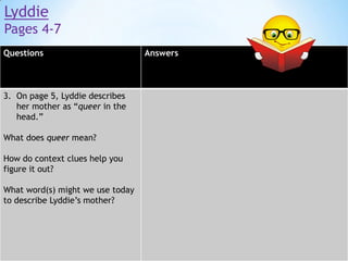 Lyddie: Lesson two, Unit 1 | PPTX