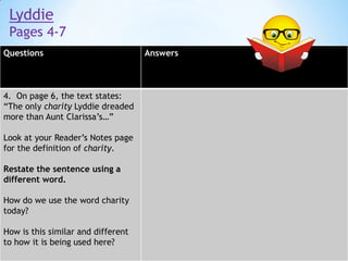 Lyddie: Lesson two, Unit 1 | PPTX
