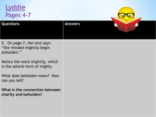 Lyddie: Lesson two, Unit 1 | PPTX