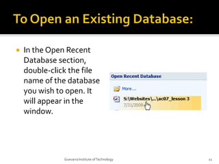 Lesson Two Exploring An Access Database | PPTX