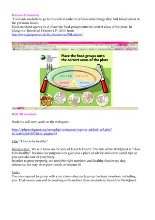 Lesson unit -how_to_be_healthy[1] | DOC