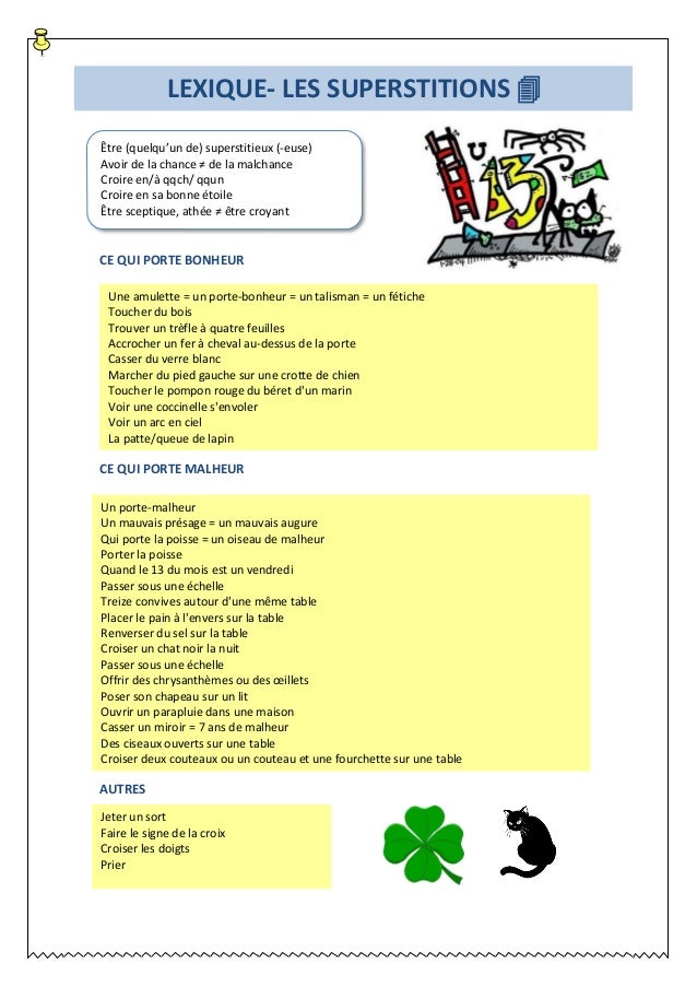 Les superstitions (B1)