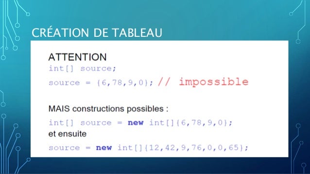 Les Tableaux En Java