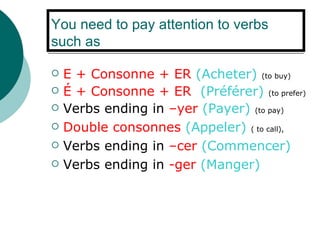 Les verbes au présent en –ER avec stem changes | PPT