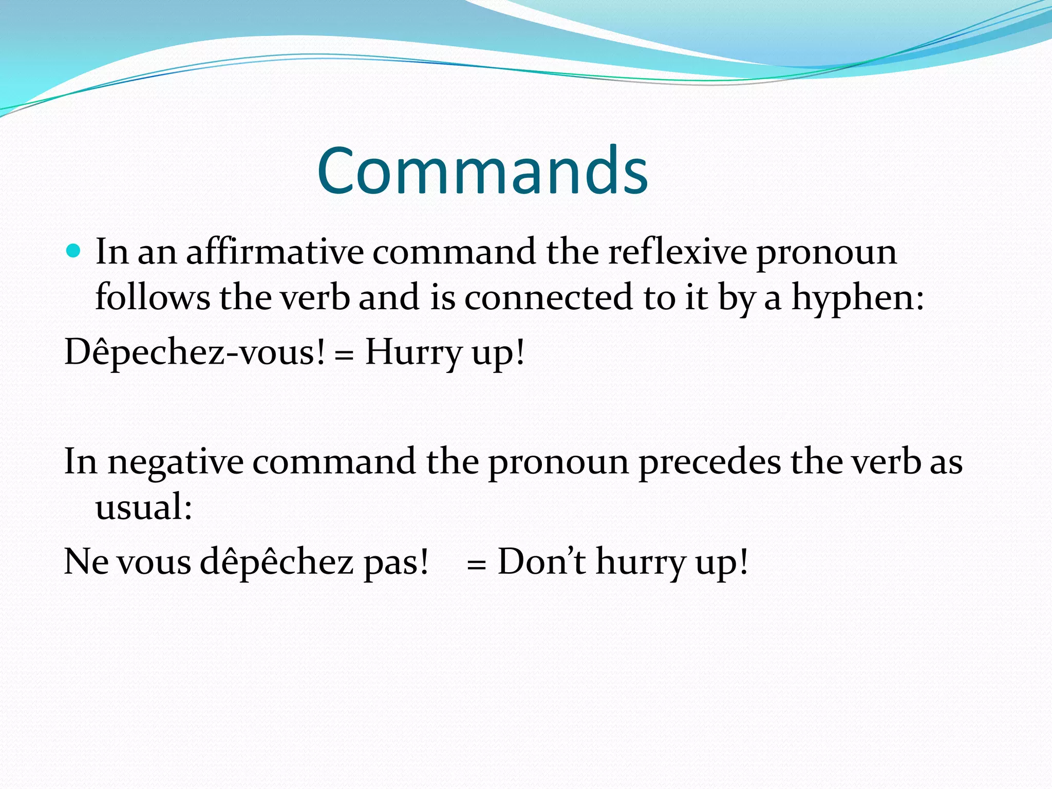 Les verbes pronominaux et les pronoms réfléchis | PPTX