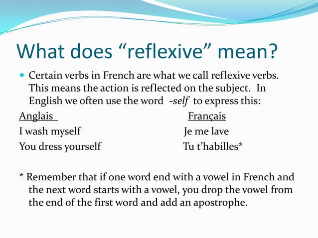 Les verbes pronominaux et les pronoms réfléchis | PPTX