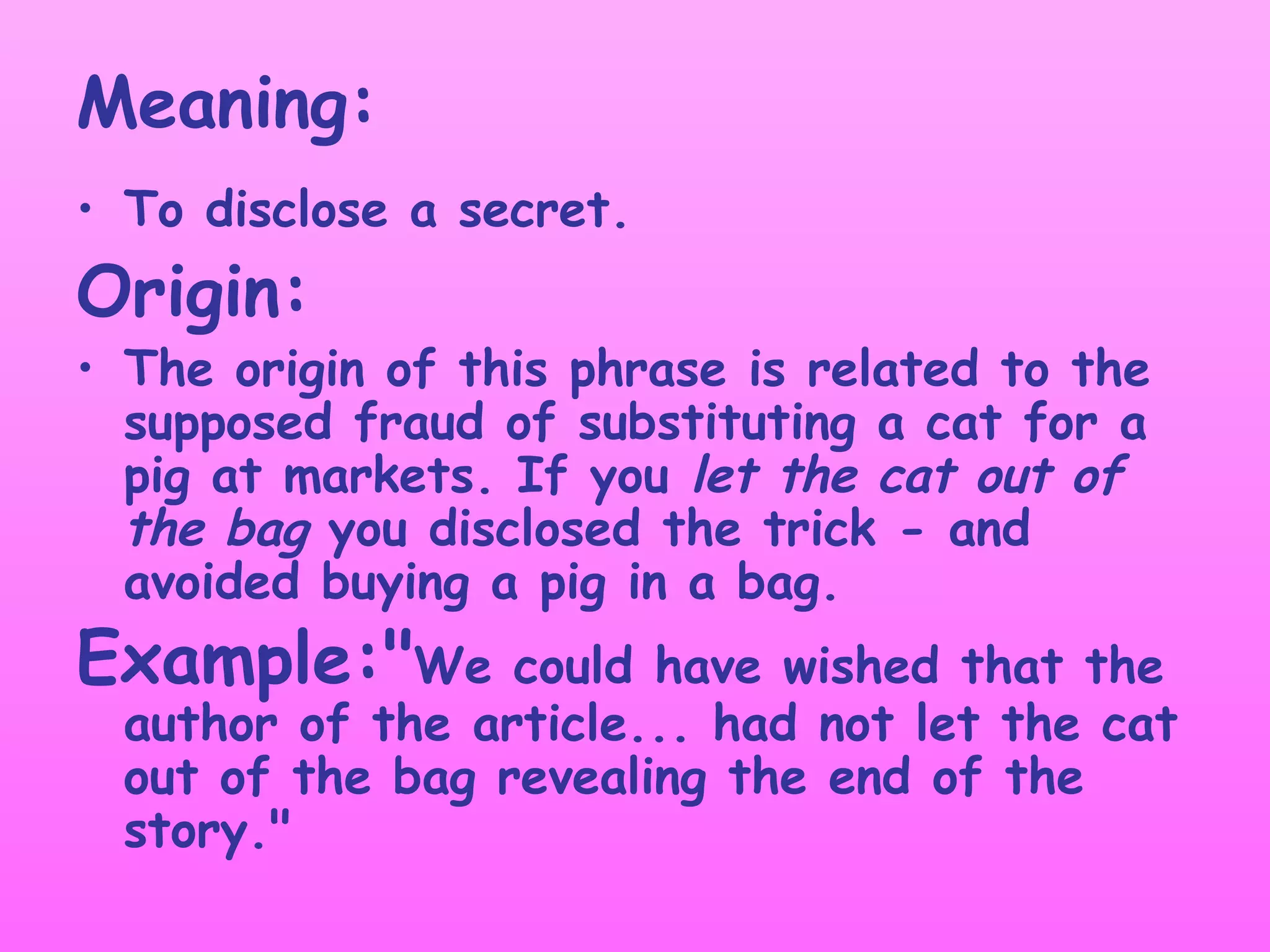 Let The Cat Out Of The Bag 1 | PPT