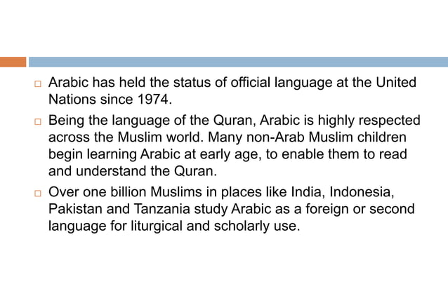 Status and future of arabic language | PPTX | Islam | Religion & Spirituality