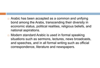 Status and future of arabic language | PPTX | Islam | Religion ...