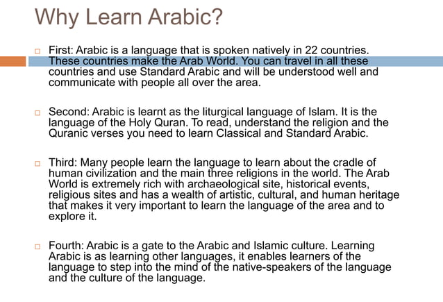 Status and future of arabic language | PPTX | Islam | Religion & Spirituality