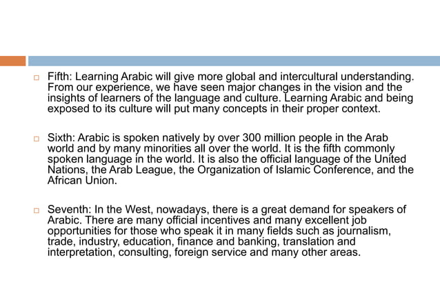 Status and future of arabic language | PPTX | Islam | Religion ...