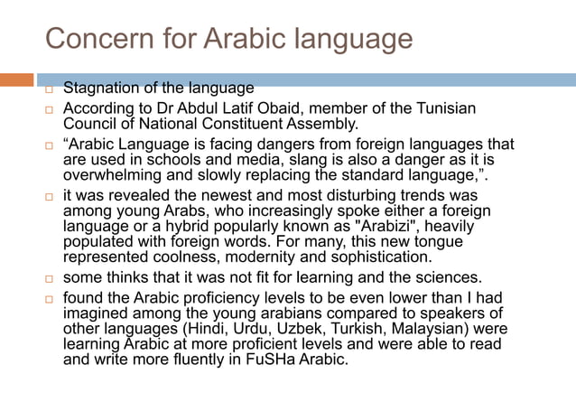 Status and future of arabic language | PPTX | Islam | Religion ...