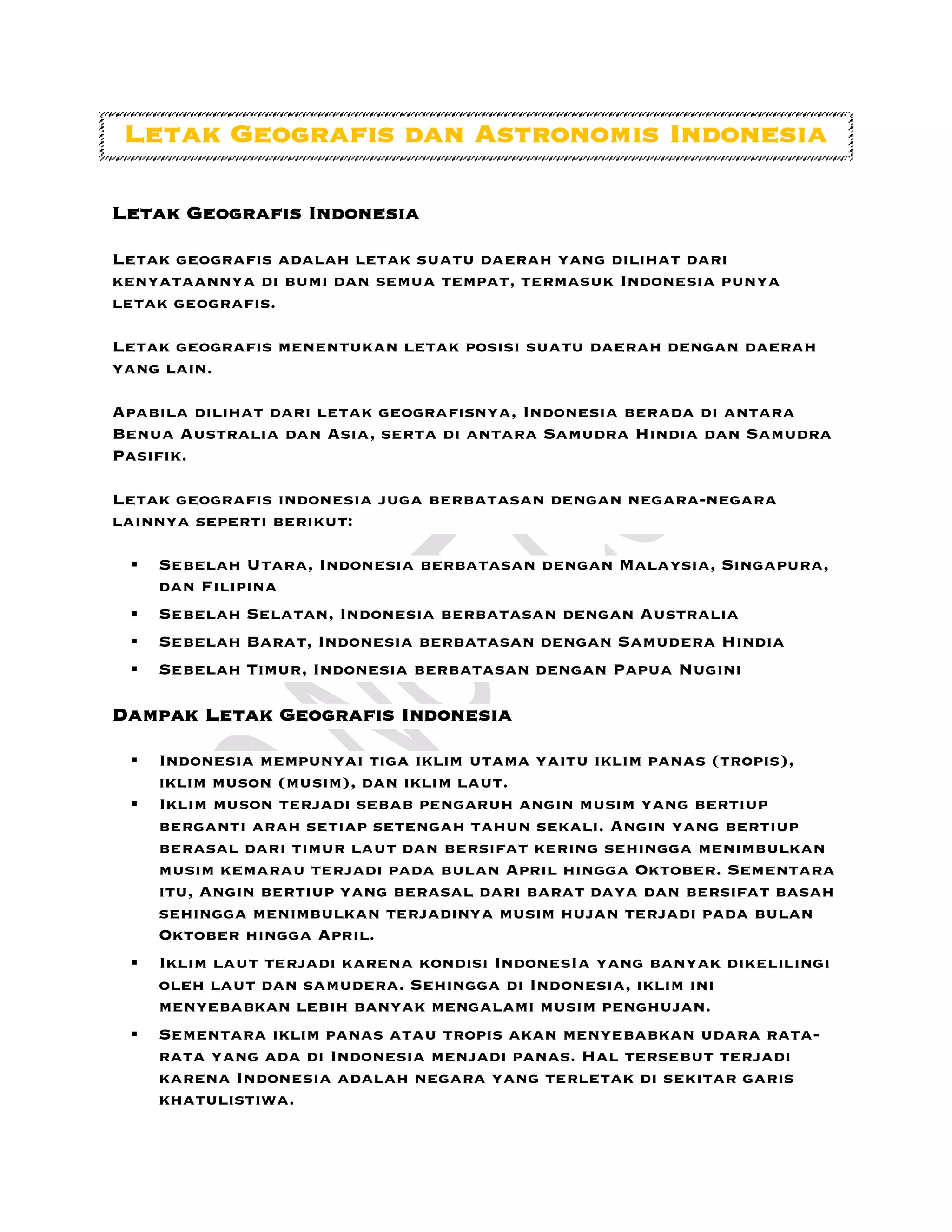 Letak geografis dan astronomis indonesia | PDF