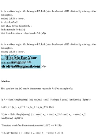 let be z a fixed angle . if x belong to R2, let L(x)be the element.pdf