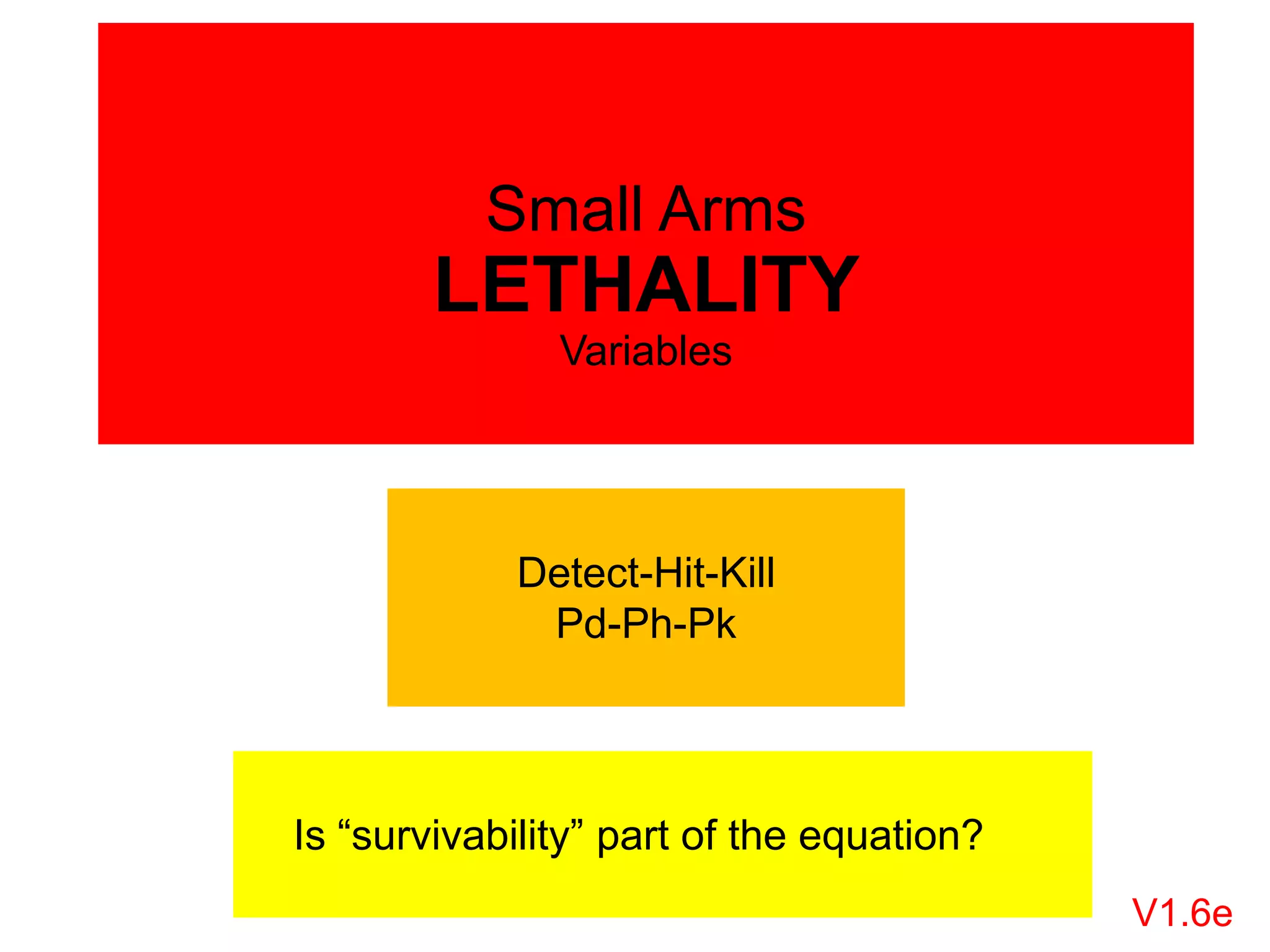 Small Arms Lethality variables 1.6e DRAFT | PPT