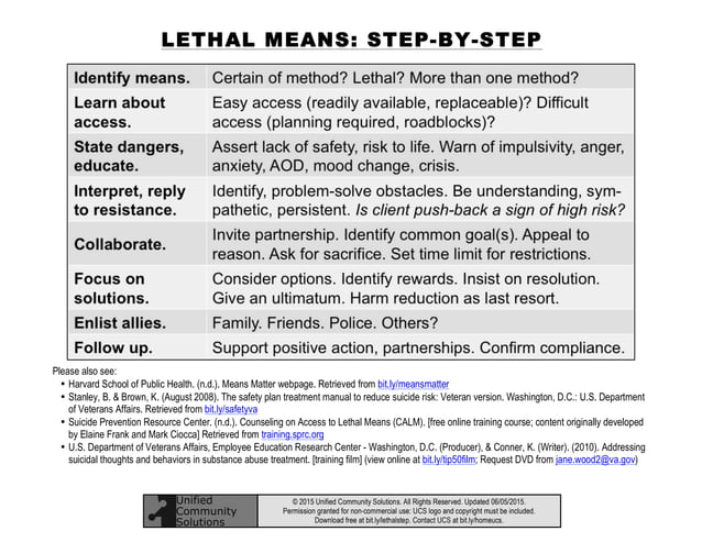 Access to Lethal Means - Step by Step | PDF