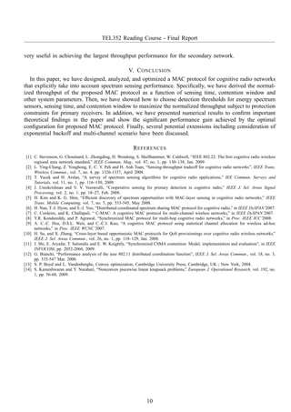MAC Protocol for Cognitive Radio Networks | PDF