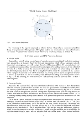 MAC Protocol for Cognitive Radio Networks | PDF