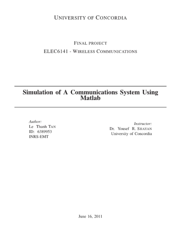 Simulation Of A Communications System Using Matlab Pdf 8997