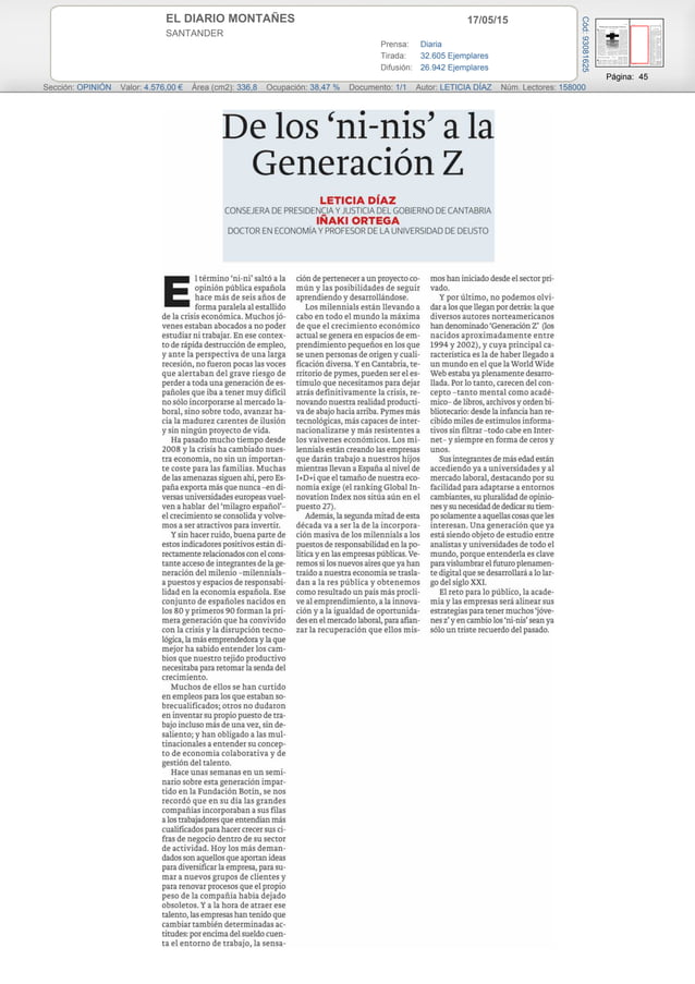 De los ninis a la generación z. Diario Montañes | PDF