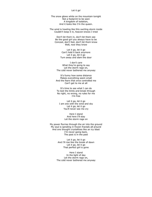 Let It Go Pdf