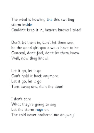 Let It Go Frozen Lyrics Full Song