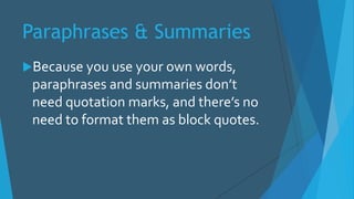 Paraphrases & Summaries (APA) | PPTX