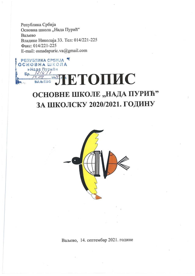 Letopis OŠ "Nada Purić" Valjevo 2020/2021. | PDF