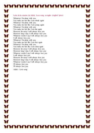 Adele Lovesong Lyrics