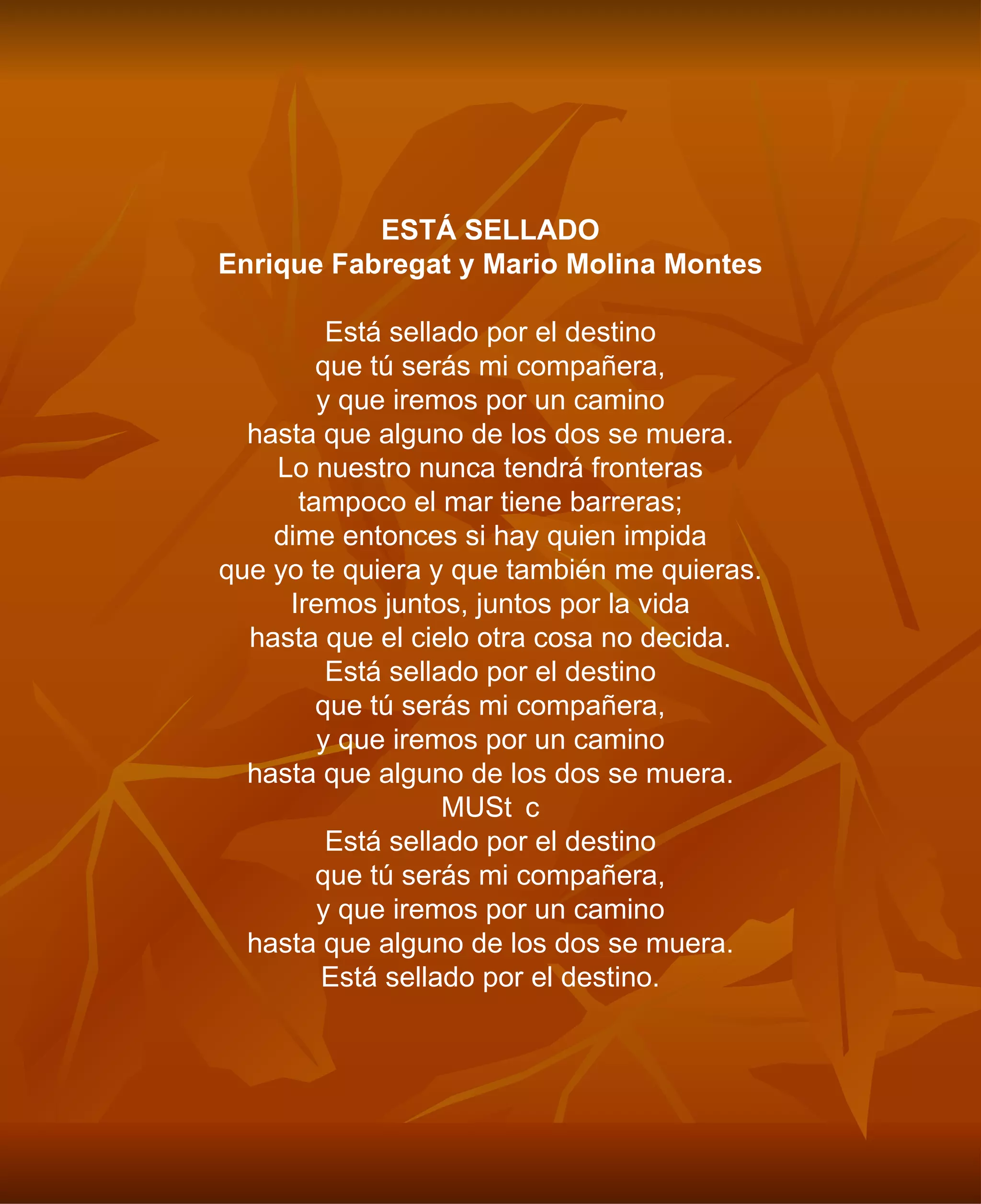 letra de las canciones con E | PPT
